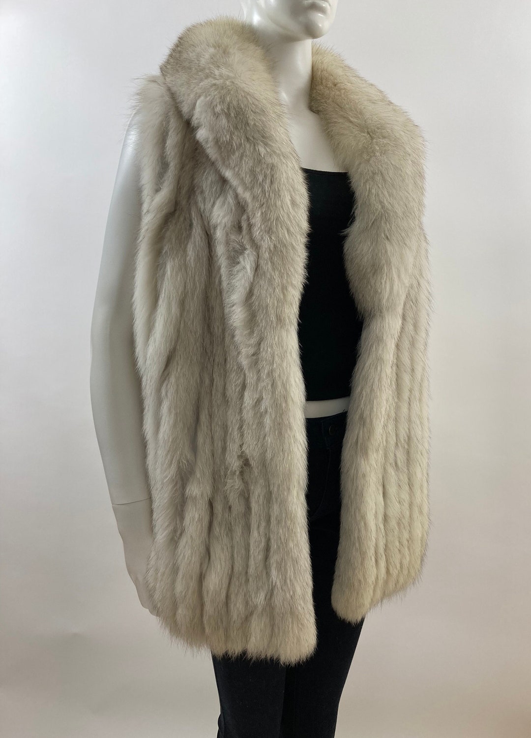 Sz L Beautiful & FLUFFY Blue Fox Fur Vest Coat SAGA FOX - Etsy