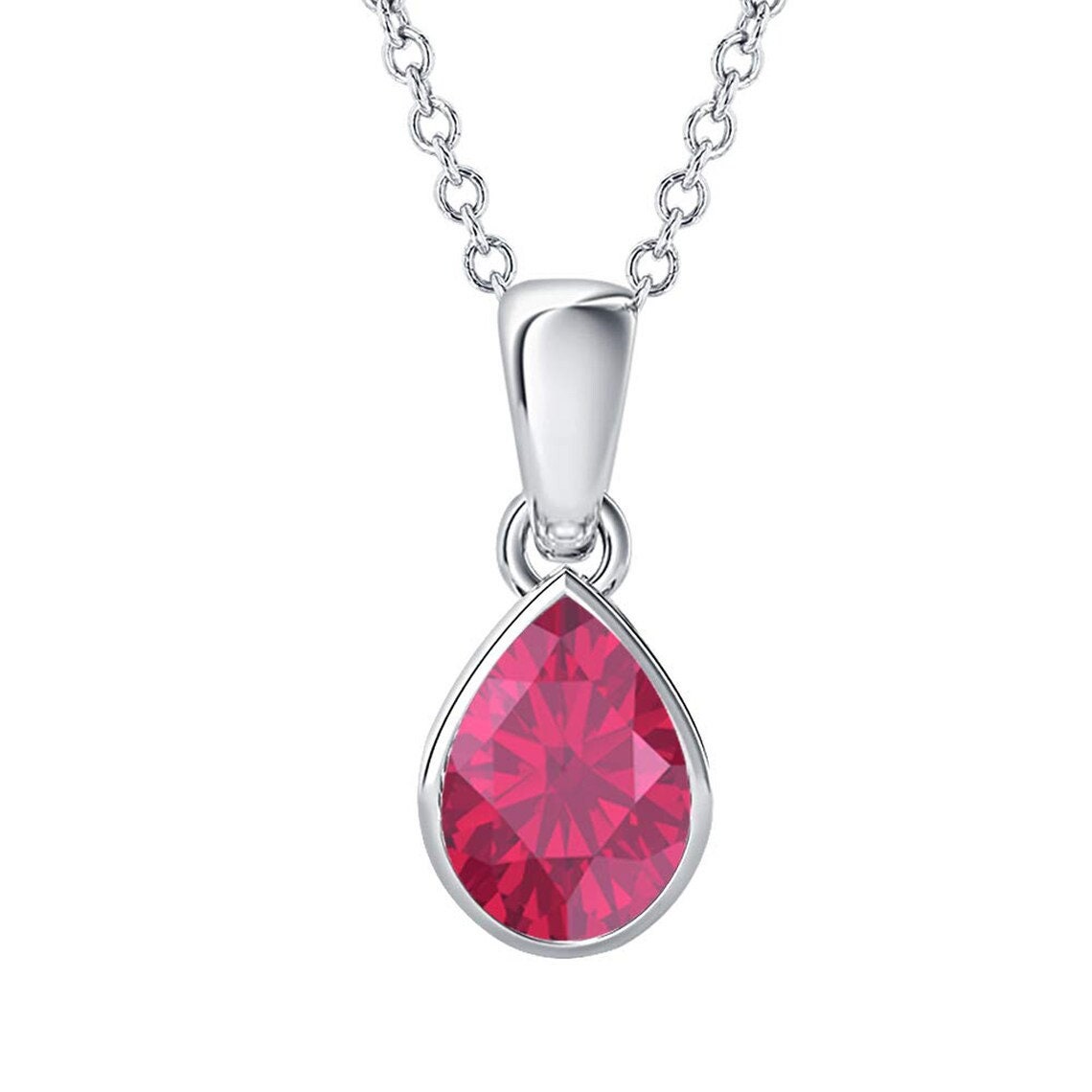 Ruby Gemstone Necklace, Pear Shaped Ruby Necklaces 925 Sterling Silver ...