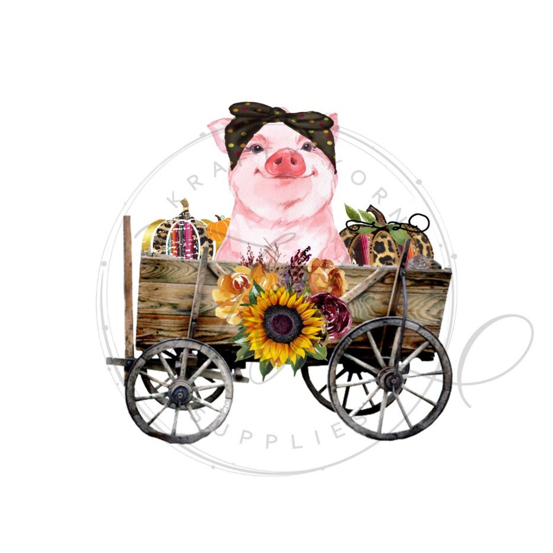 Cute Fall Pig Sunflower Wagon Ready to Press Shirt - Etsy
