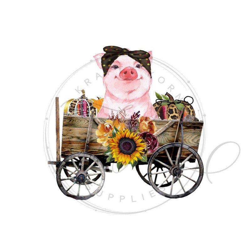 Cute Fall Pig Sunflower Wagon Ready to Press Shirt - Etsy