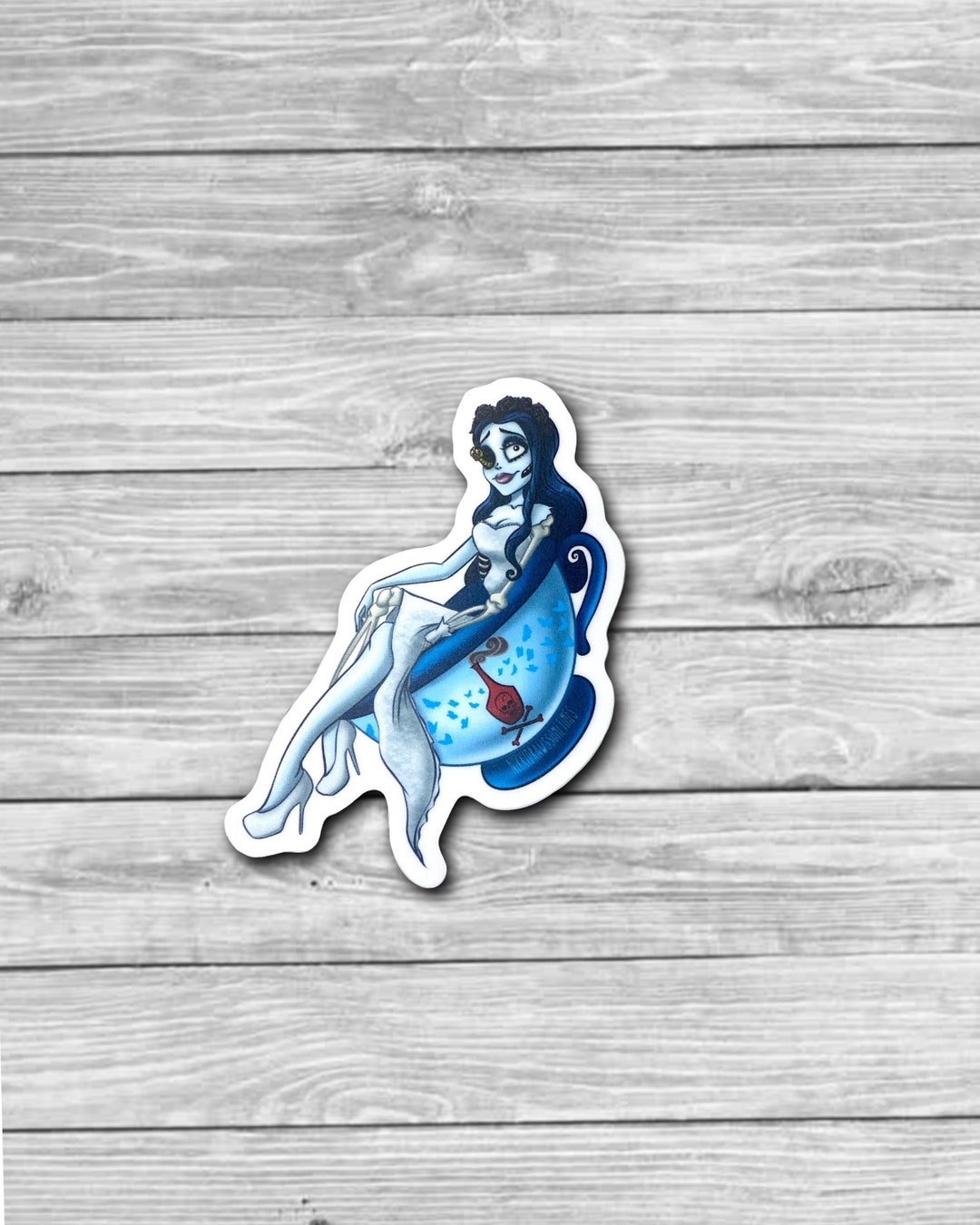 Teacup Emily | 3' Inch Corpse Bride Inspired Vinyl Sticker | Sticker ...