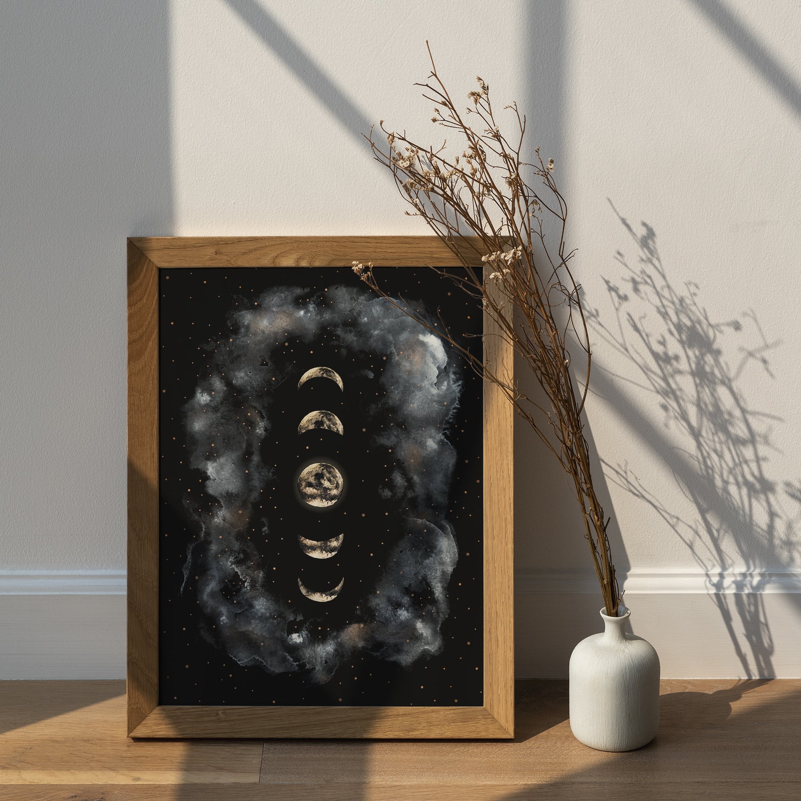 Affiche des Phases de la Lune, Art Mural Céleste, Illustration des ...