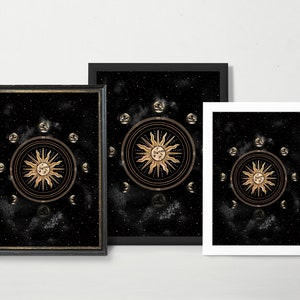 Sun and Moon Phases Print, Moon Wall Art, Sun Print, Celestial ...