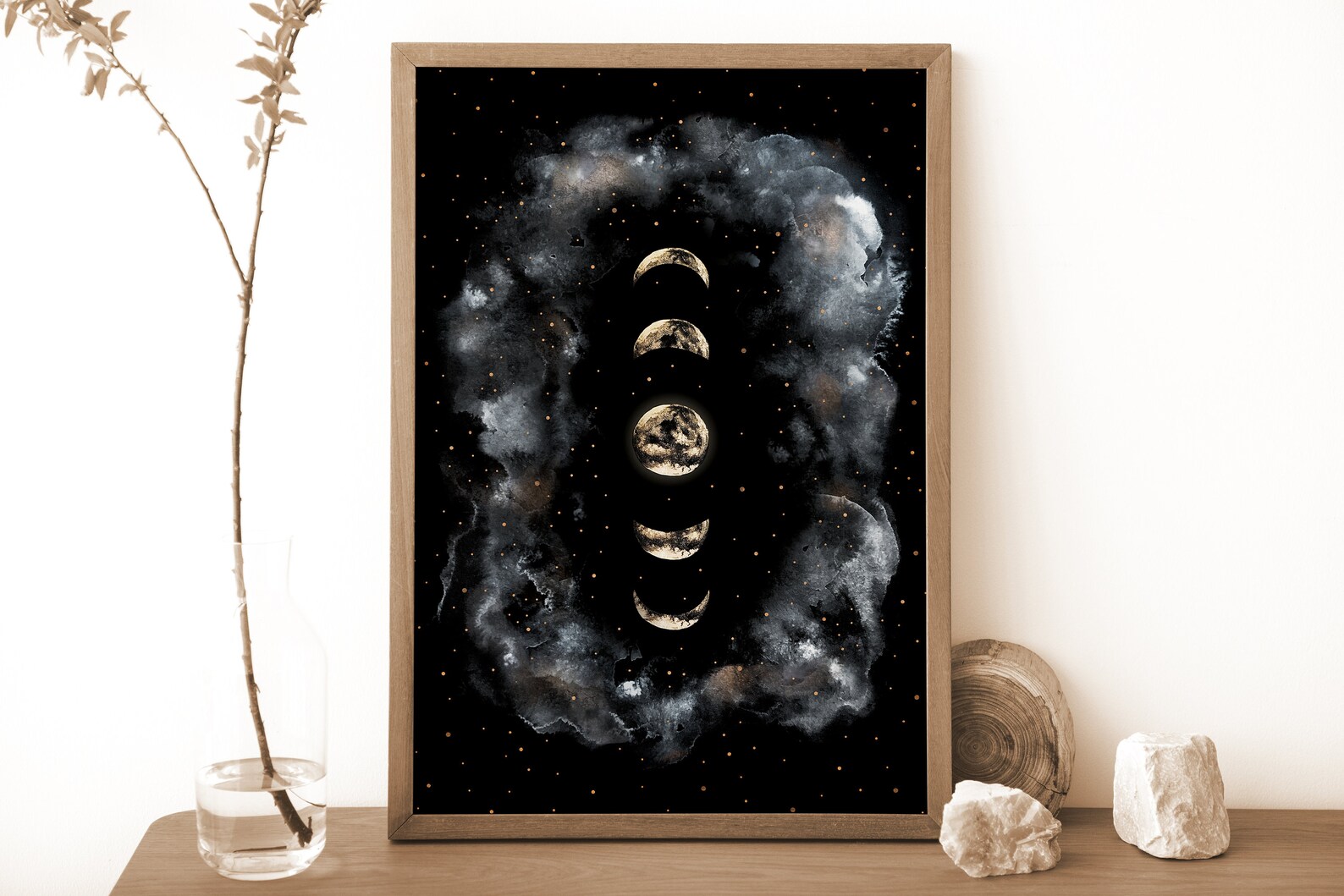 Affiche des Phases de la Lune, Art Mural Céleste, Illustration des ...