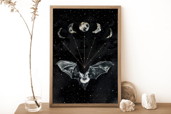 Bat Moon Sketch Moon And Bat Mobile Printable Moon And Bat Craft