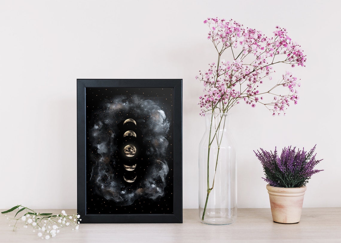 Affiche des Phases de la Lune Art Mural Céleste Illustration - Etsy France