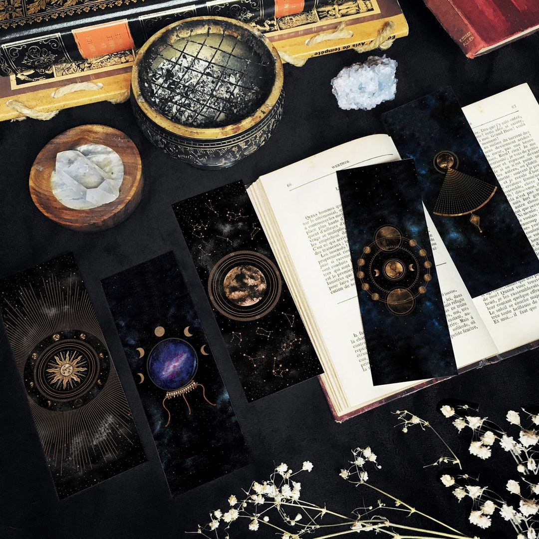 Witchy Bookmarks, Celestial Bookmarks Set, Moon Bookmark, Sun Crystal ...