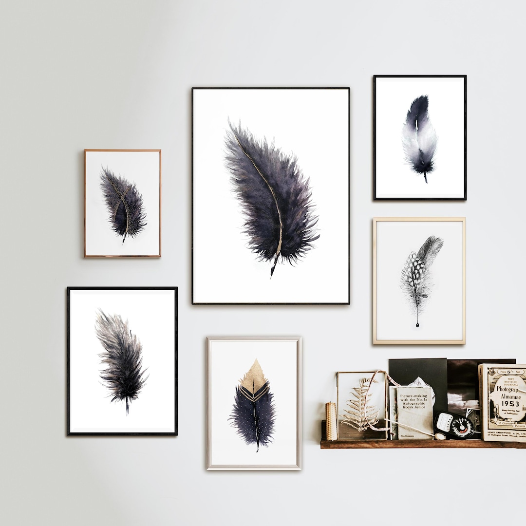 Watercolor Feather Print, Boho Wall Art, Nature Illustration - Etsy