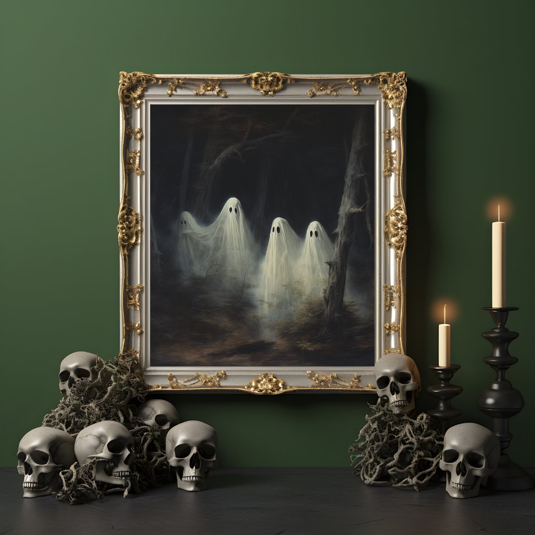 Ghost Painting Ghost in the Forest Vintage Print Dark Academia Wall ...