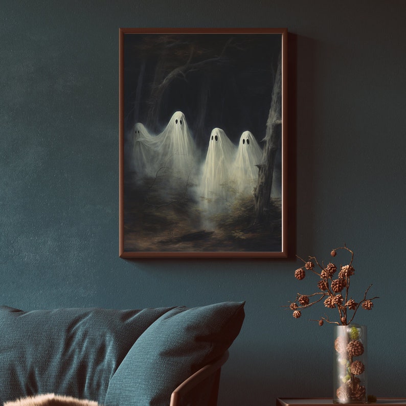 Ghost Painting Ghost in the Forest Vintage Print Dark Academia Wall ...
