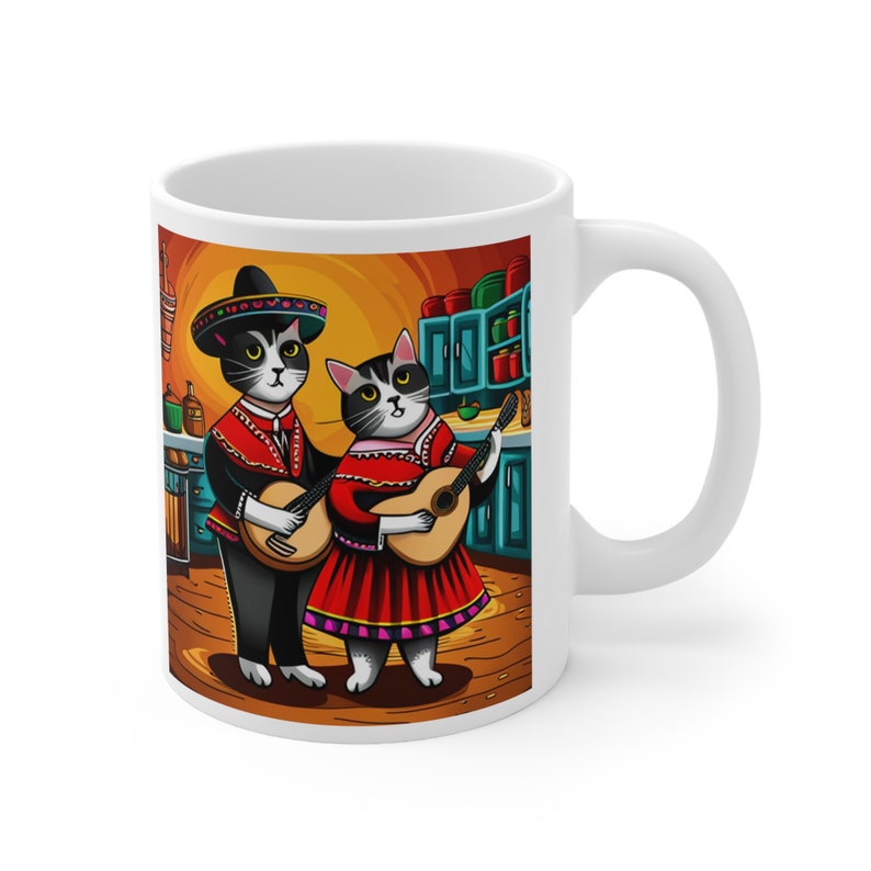 Valentine's Day Gift Mariachi Cats Musical Guitar Hot Chocolate Lover ...