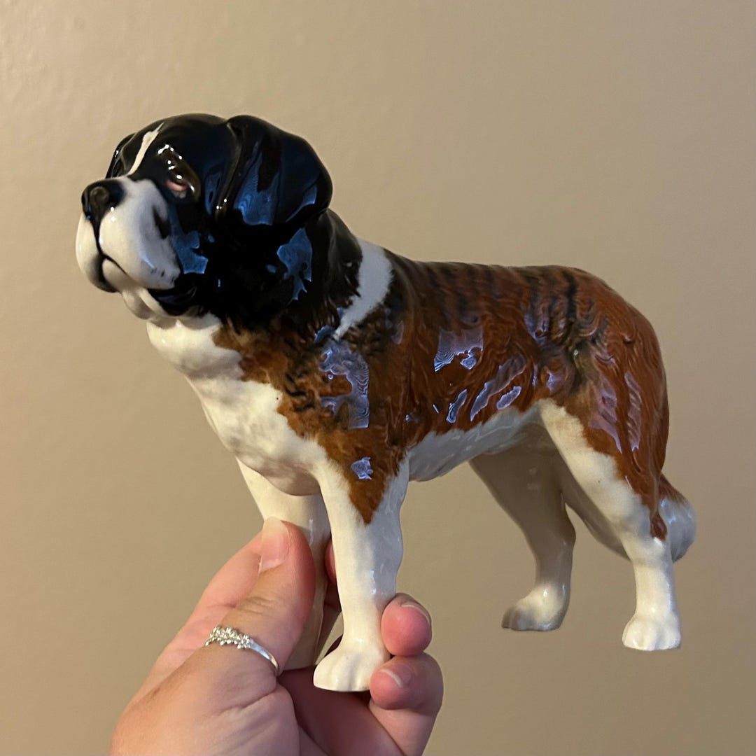 Vintage Porcelain Beswick England St. Bernard Dog Figurine Ceramic ...