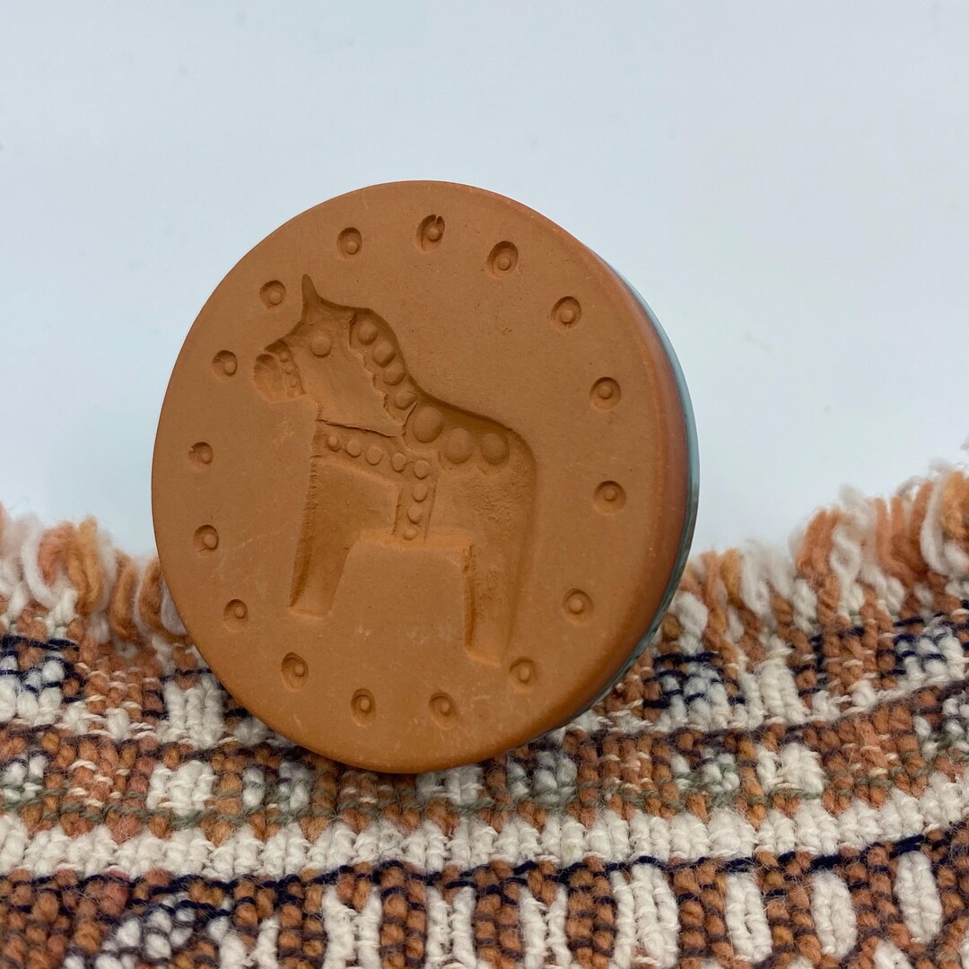 Rycraft Dala Horse Blue Handle Terracotta Clay Glazed Shortbread Cookie ...