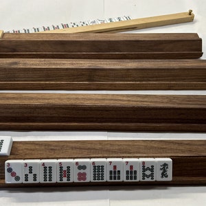Walnut & Maple Mahjong Racks With Pivoting Pushers - Etsy