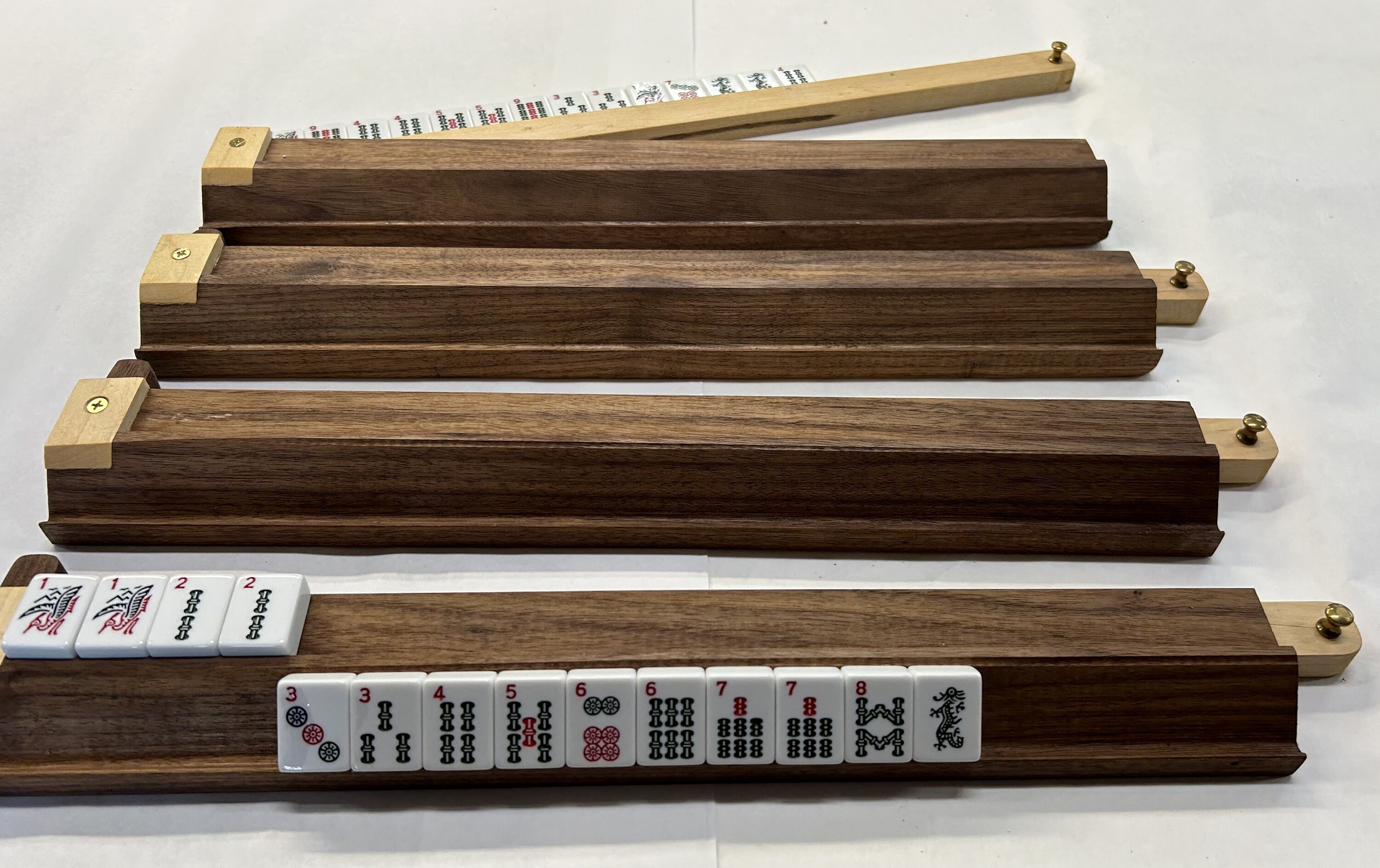 Walnut & Maple Mahjong Racks With Pivoting Pushers a Set of Four - Etsy