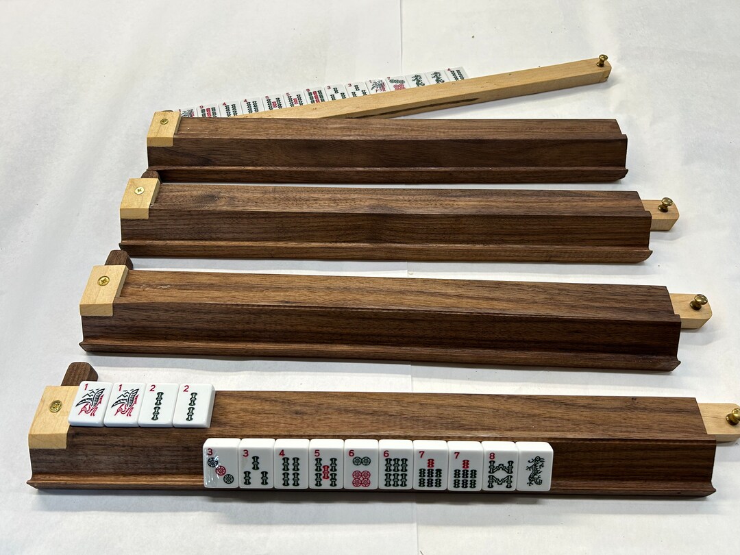 Walnut & Maple Mahjong Racks With Pivoting Pushers - Etsy