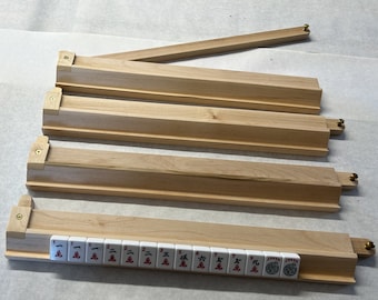 Walnut & Maple Mahjong Racks With Pivoting Pushers a Set of Four - Etsy