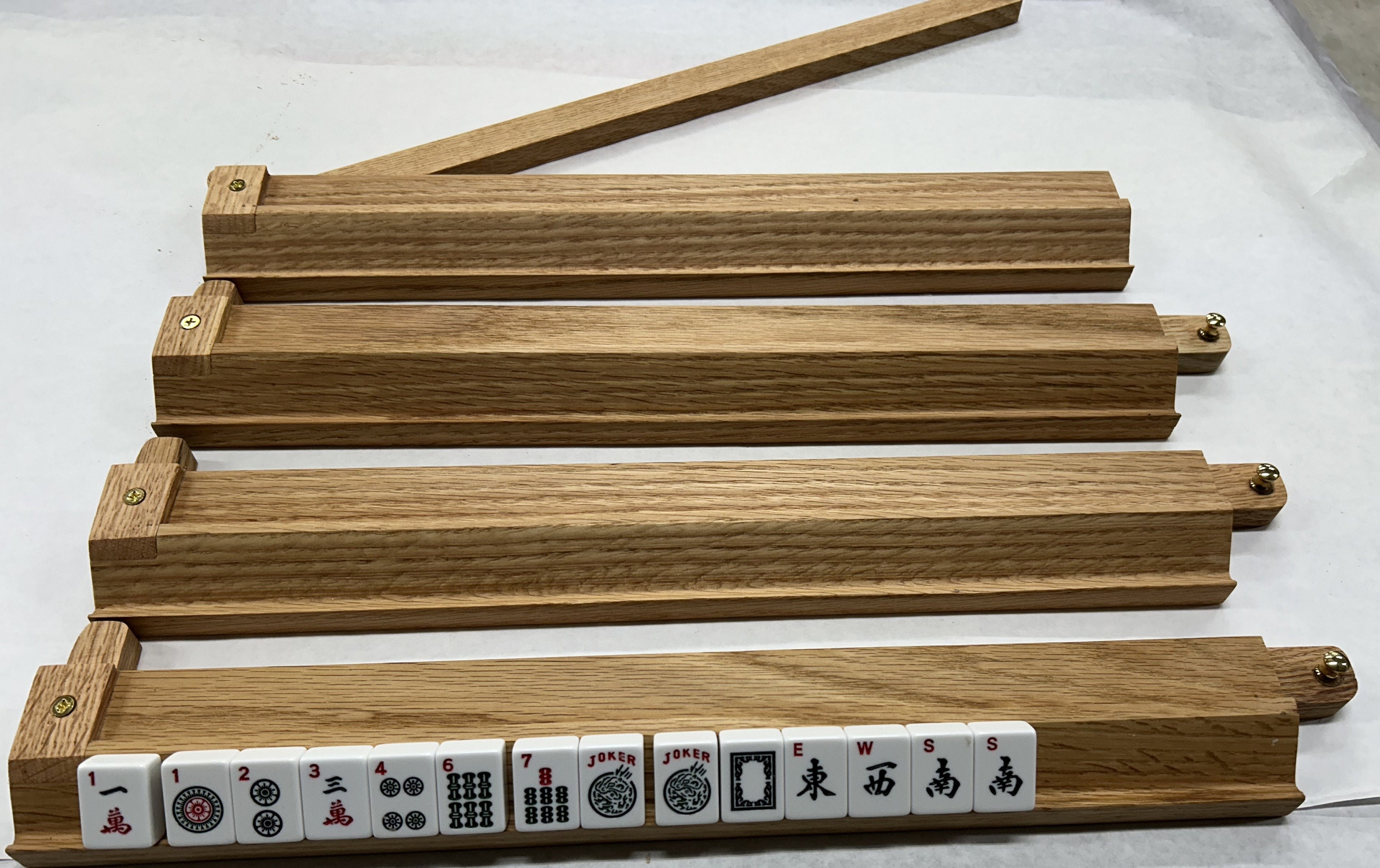 Mahjong Racks With Pivoting Pushers Made With Oak - Etsy