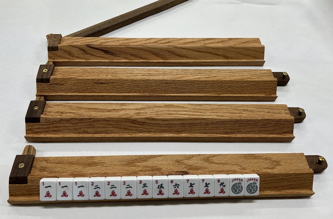Oak and Walnut Mahjong Racks With Pivoting Pushers - Etsy