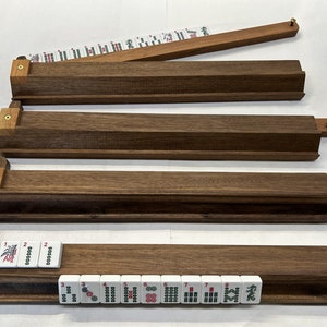 Walnut & Cherry Mahjong Tile Racks With Pivoting Pushers a Set of Four ...