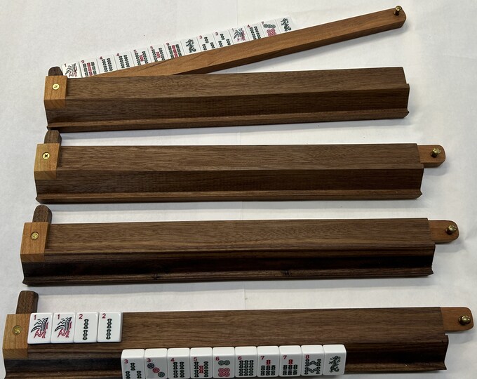 Walnut & Cherry Mahjong Tile Racks With Pivoting Pushers a Set of Four ...