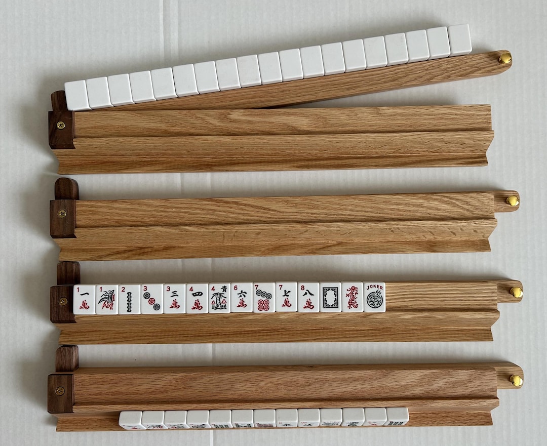 Oak With Walnut Accents Mahjong Racks With Pivoting Pushers - Etsy