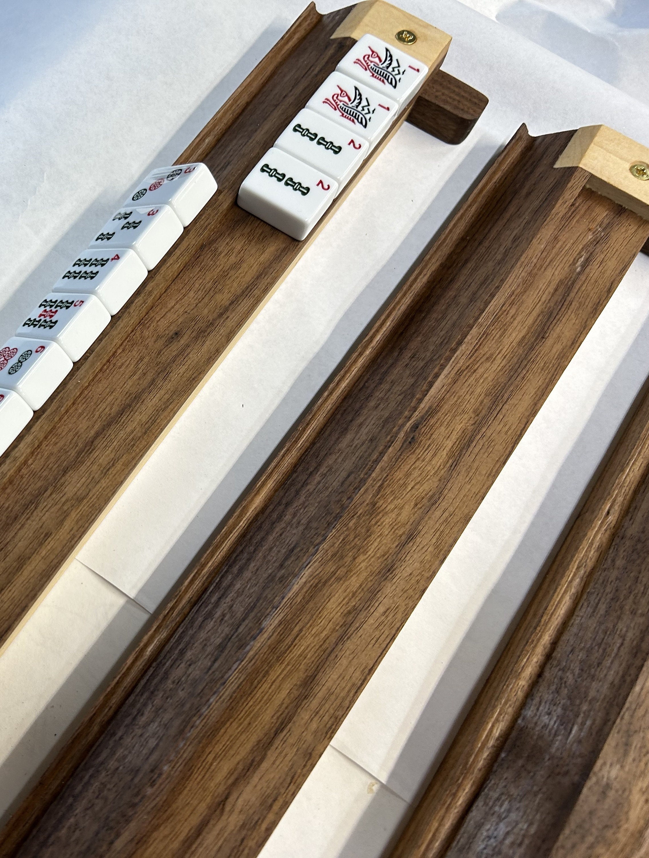 Walnut & Maple Mahjong Racks With Pivoting Pushers a Set of Four - Etsy