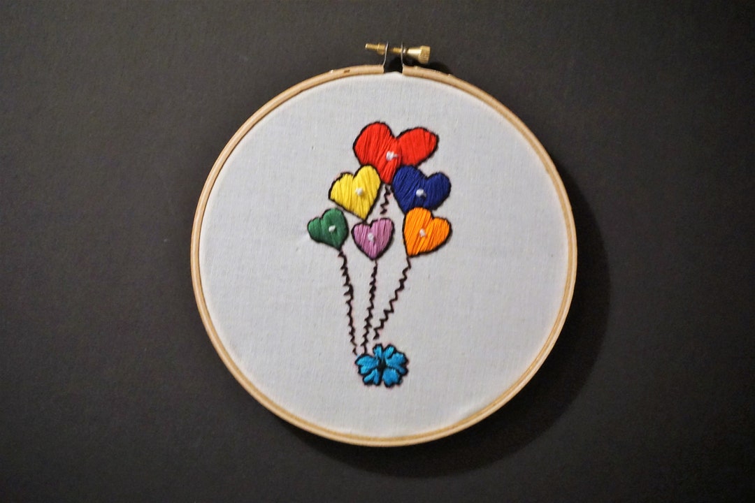 Embroidery in a Hoop Heart Balloons - Etsy