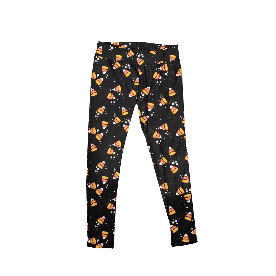 Candy Corn Leggings Womens Girls Halloween Flower Legging Pants Candy ...