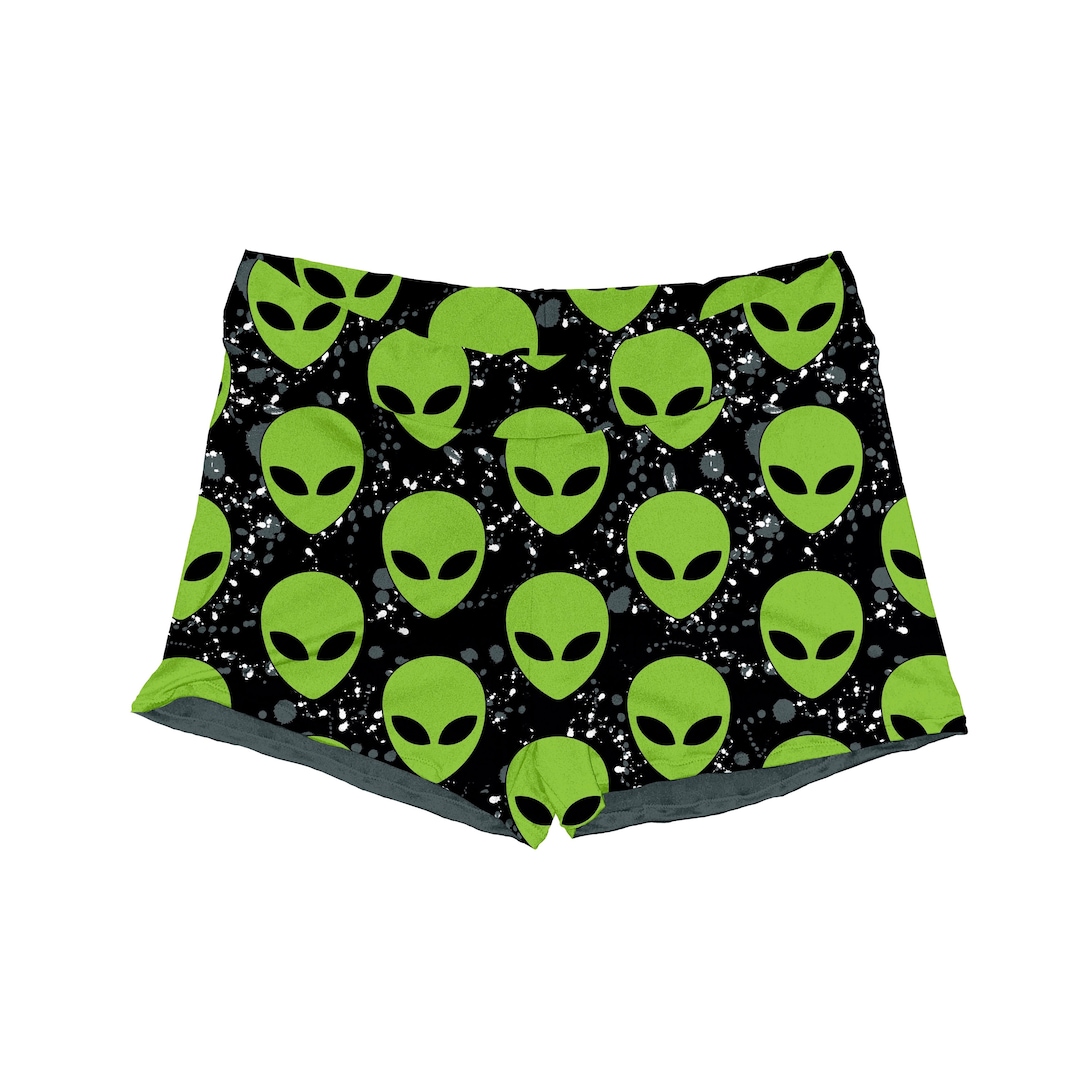 Alien Womens Shorts Green Alien Yoga Shorts - Etsy