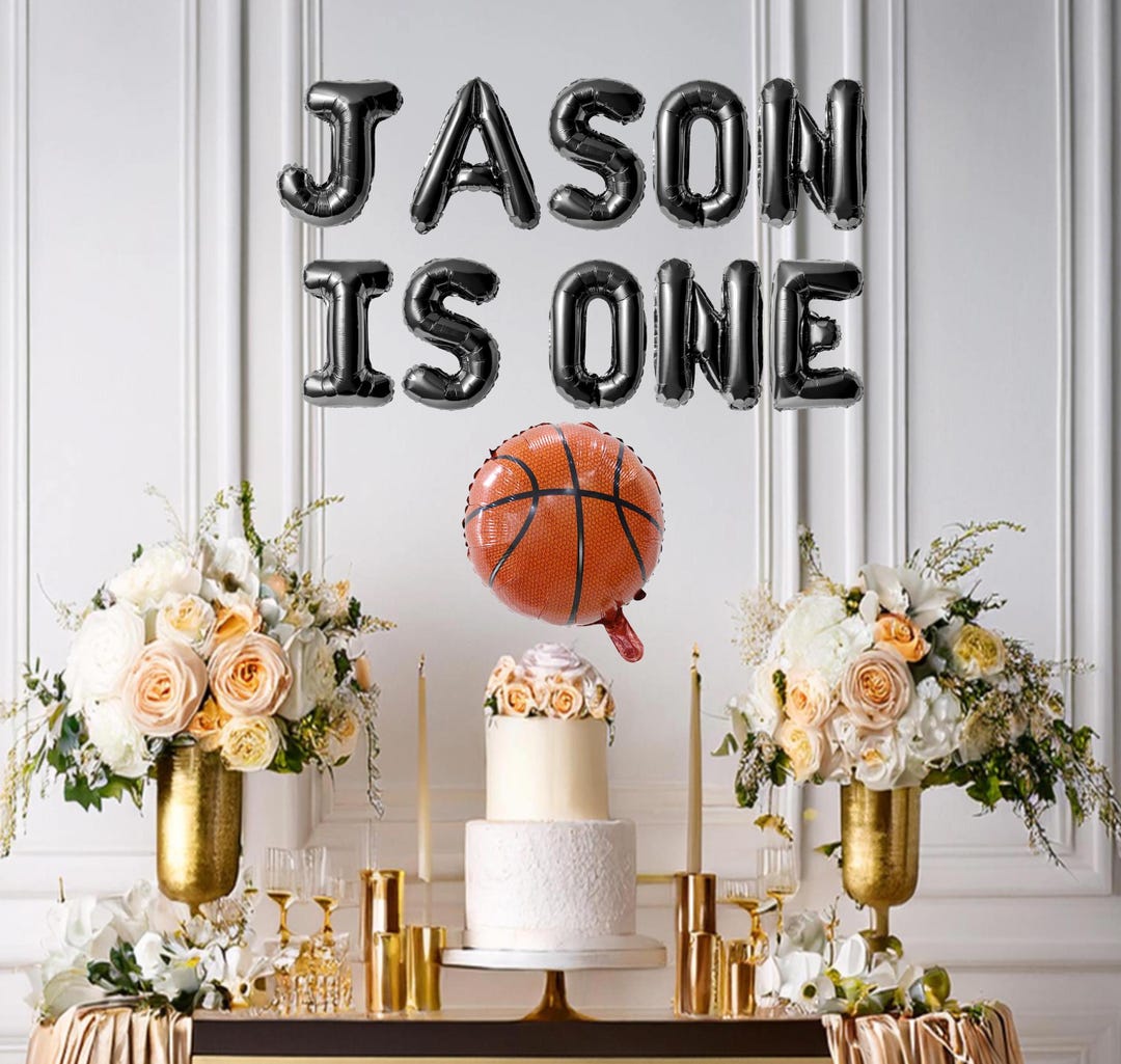 Personalized First Birthday Balloon Banner Basketball Themed ...
