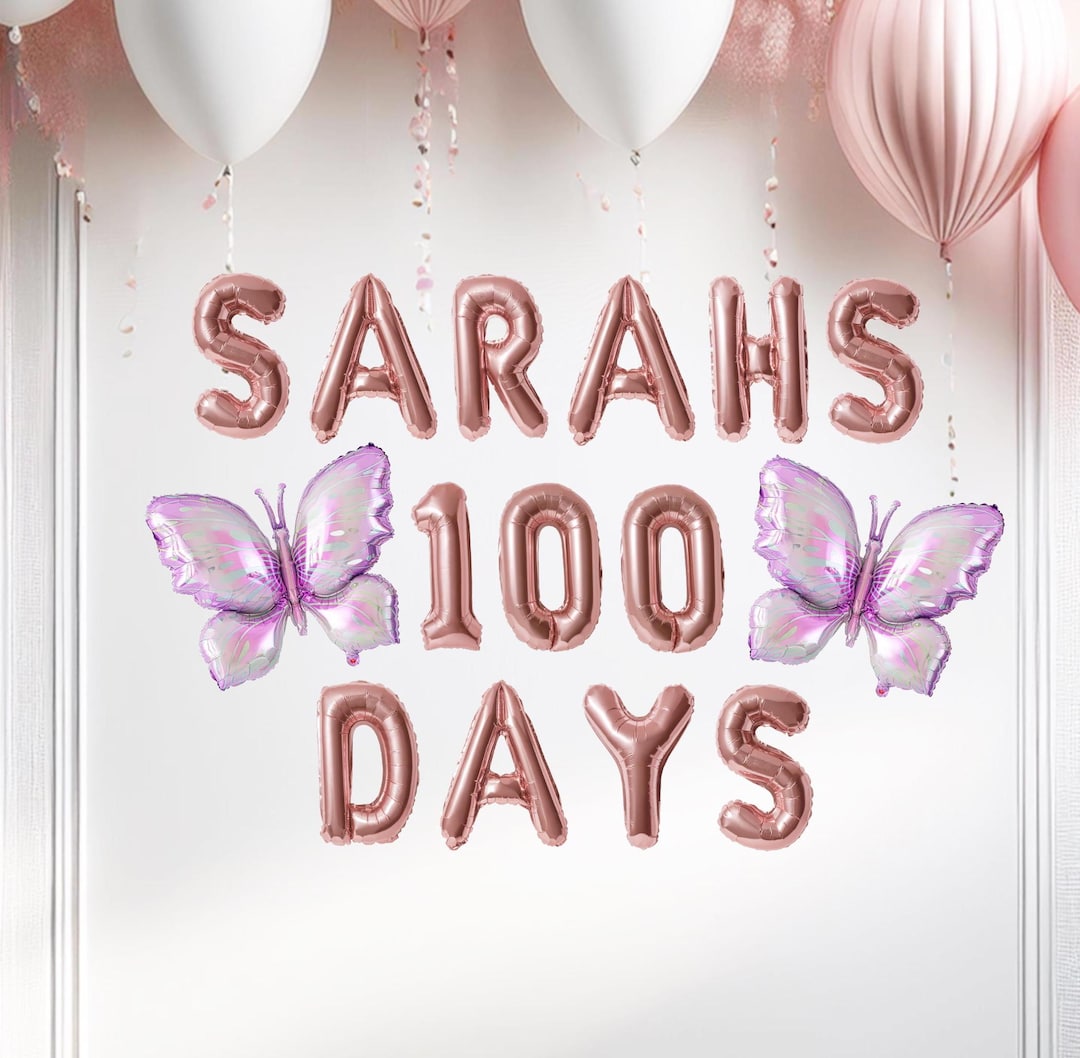 Personalized Happy 100 Days Balloon Banner, 100 Days Banner, Korean ...