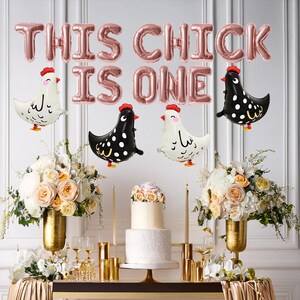 This Chick is One Balloon Banner, Spring Chicken Birthday Party, Chick ...