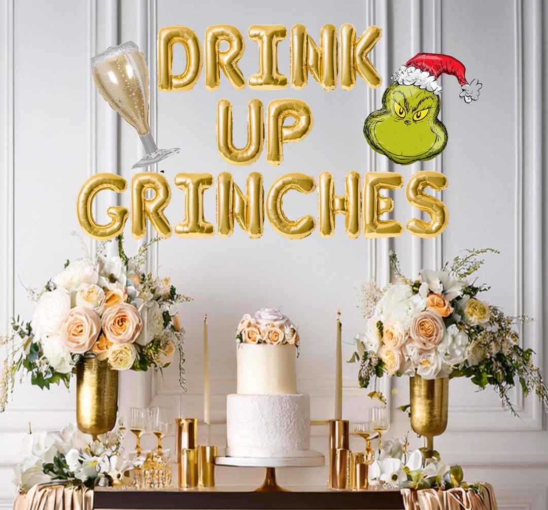 Drink up Grin Christmas Balloon Banner Christmas Friendsmas Party ...