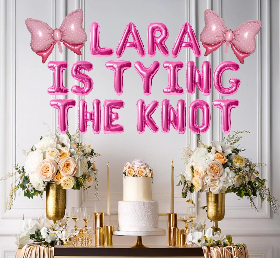 Personalized Tying the Knot Bachelorette Balloons, Bow Themed Bridal ...