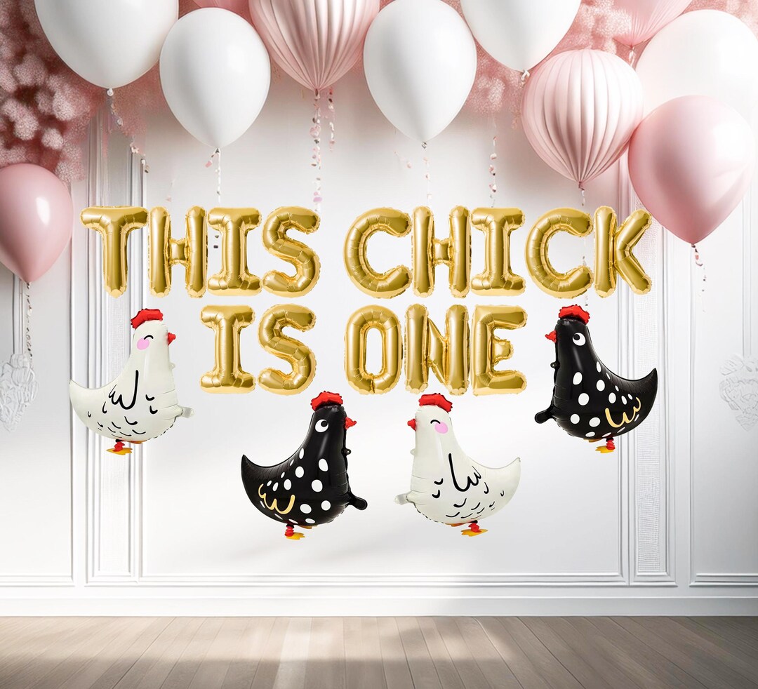 This Chick is One Balloon Banner, Spring Chicken Birthday Party, Chick ...