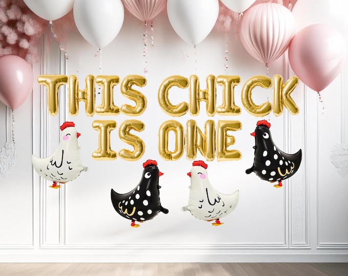 This Chick is One Balloon Banner, Spring Chicken Birthday Party, Chick ...