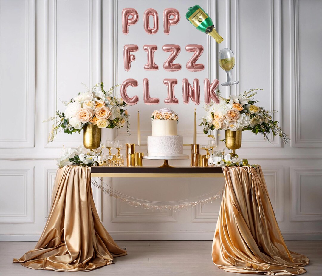 Pop Fizz Clink Banner NYE Decorations NYE Balloons Bridal Shower ...