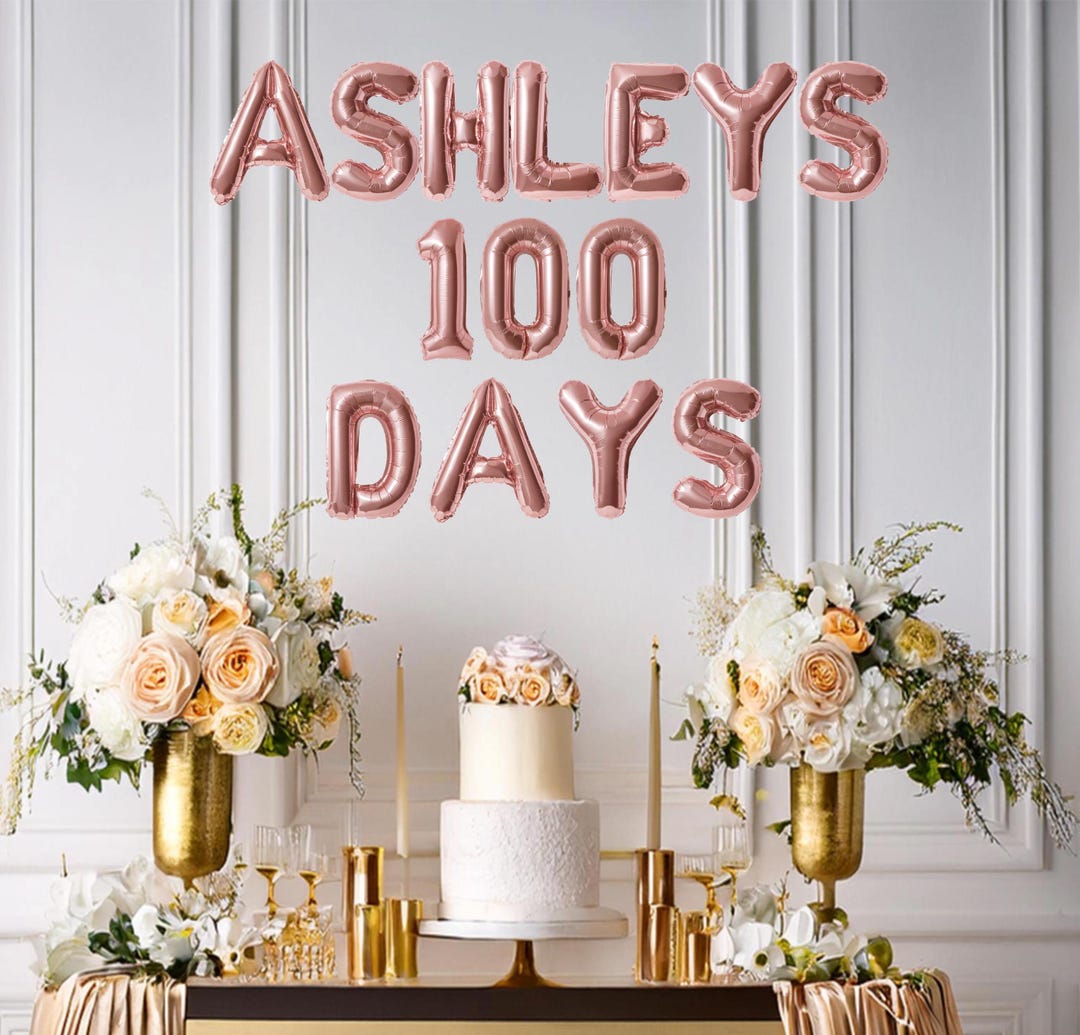 Personalized Happy 100 Days Balloon Banner, 100 Days Banner, Korean ...