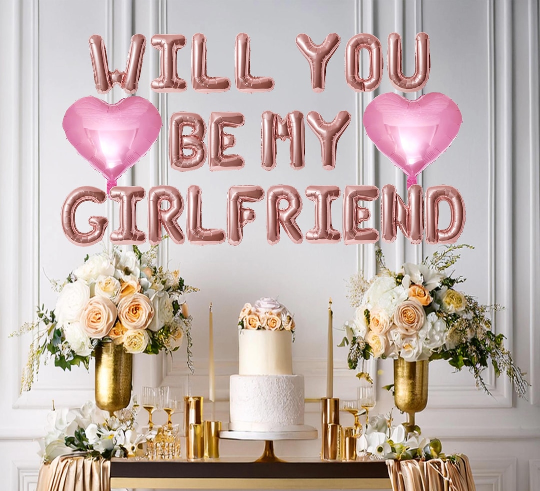 Will You Be My Girlfriend Balloon Banner, Girlfriend Proposal Balloons ...