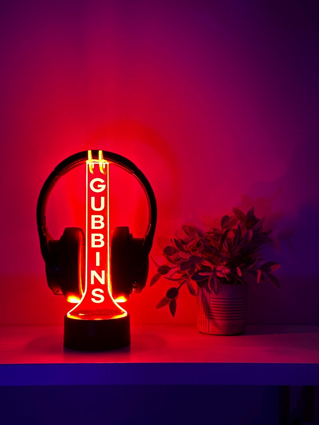 Personalized LED Headphone Stand Holder, Custom Gamertag Headphone ...