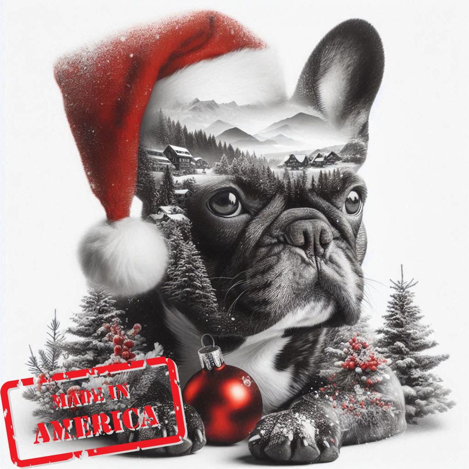 Christmas French Bulldog Jpeg, Christmas French Bulldog Png. - Etsy