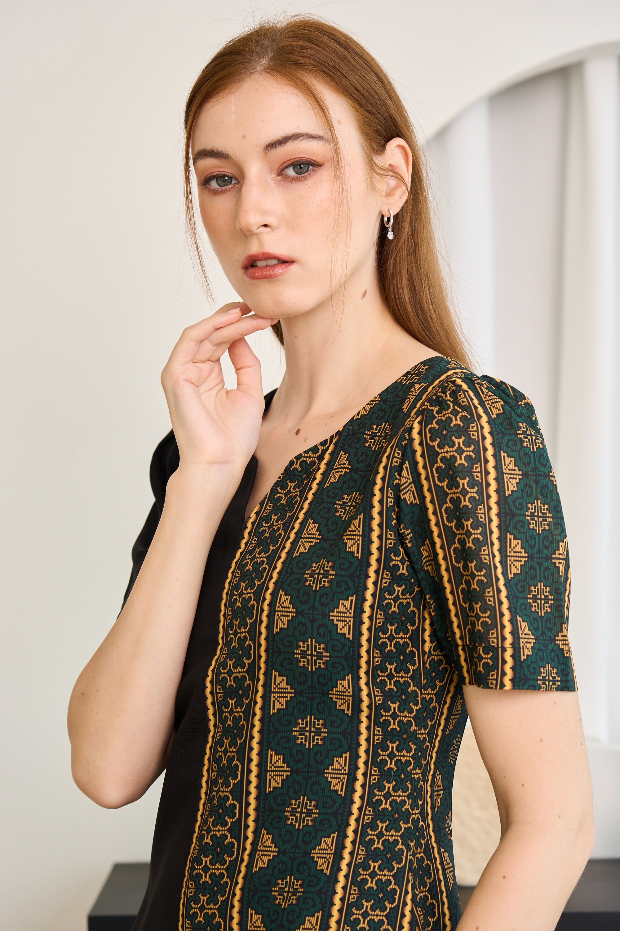 Golden Green Hmong Dress Pencil Dress Hmong Printed Pencil Dress Tank ...