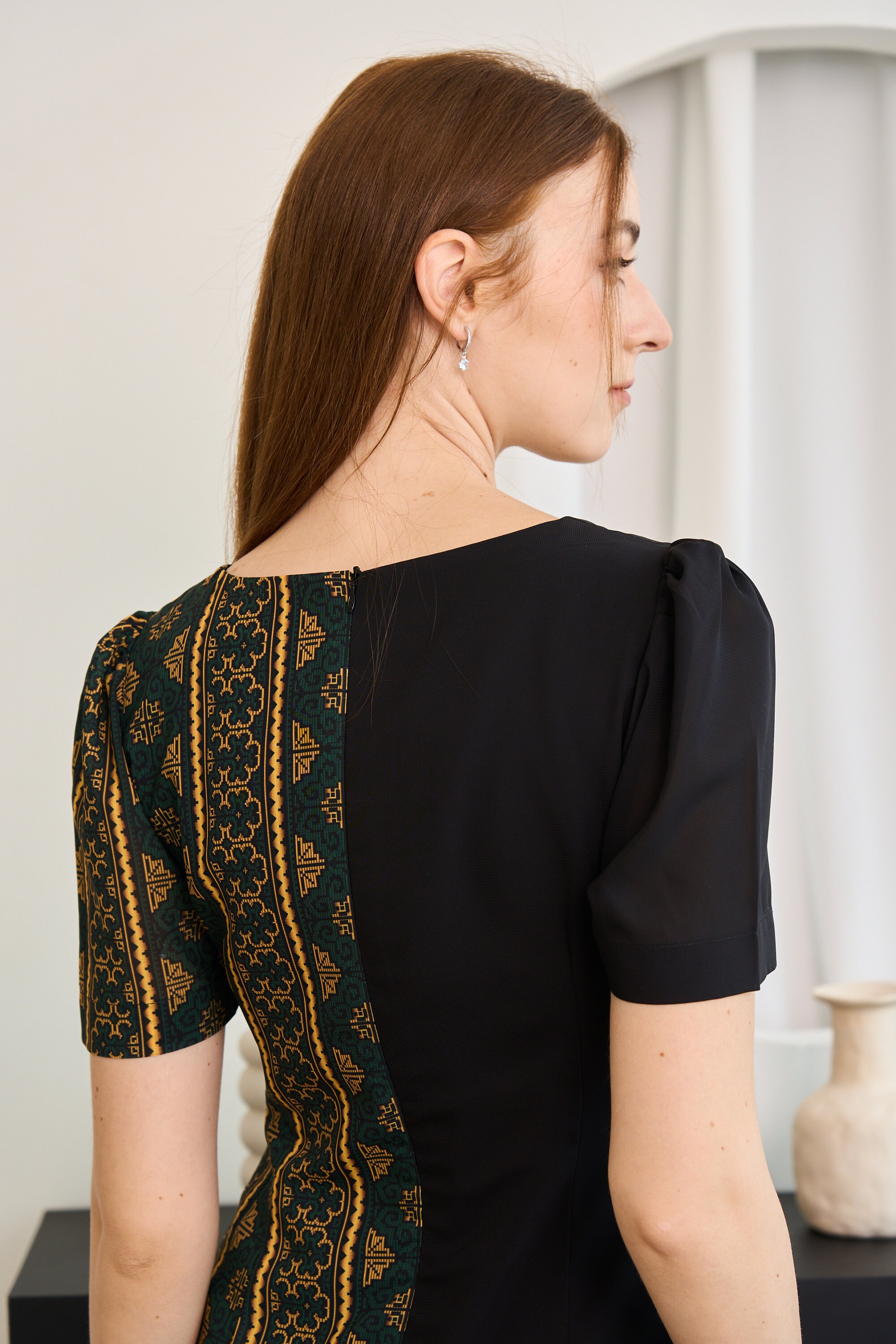 Golden Green Hmong Dress Pencil Dress Hmong Printed Pencil Dress Tank ...