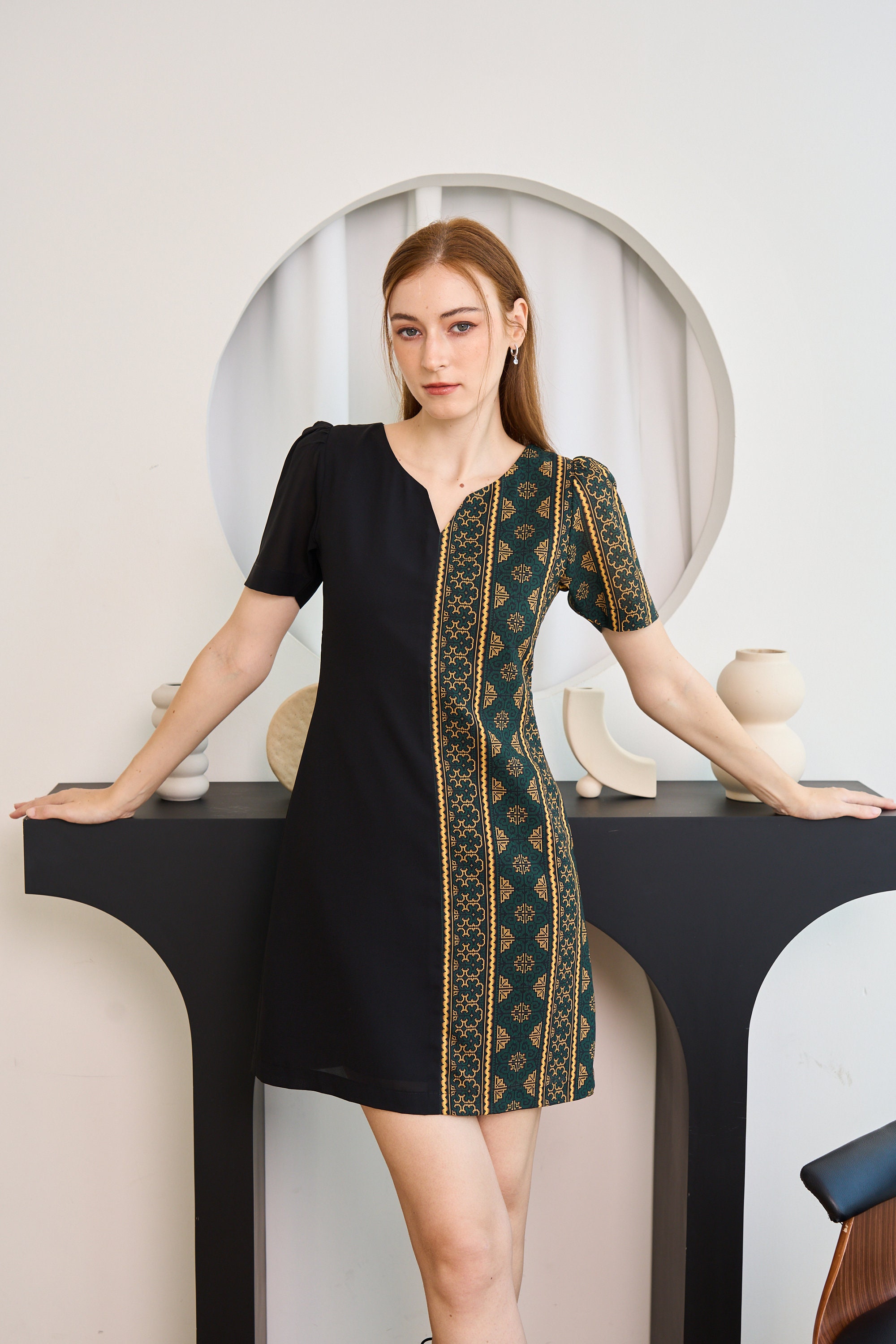 Golden Green Hmong Dress Pencil Dress Hmong Printed Pencil Dress Tank ...