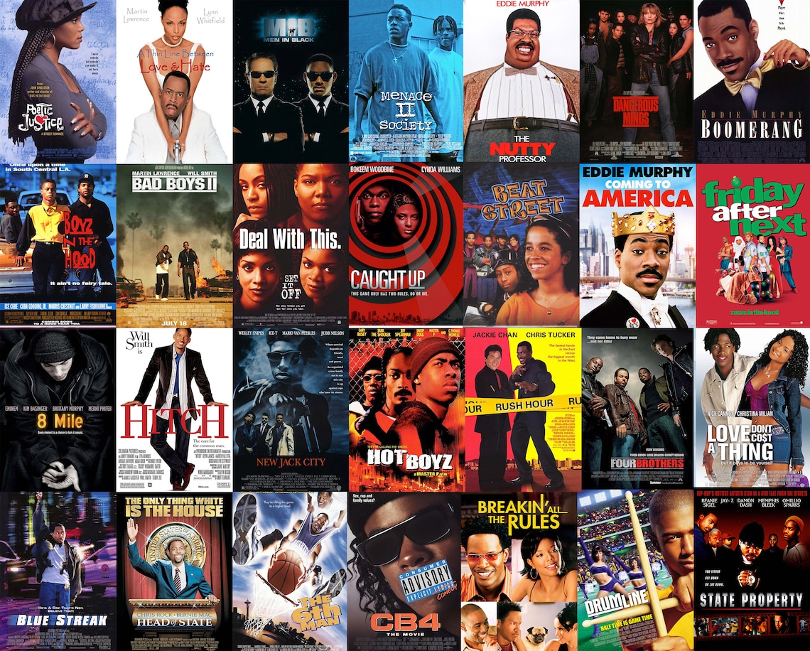 RARE Hip Hop Movie Posters 90's and 2000's Edition - Collage Kit (DIGITAL DOWNLOADS) 100 Pcs, A3 ...