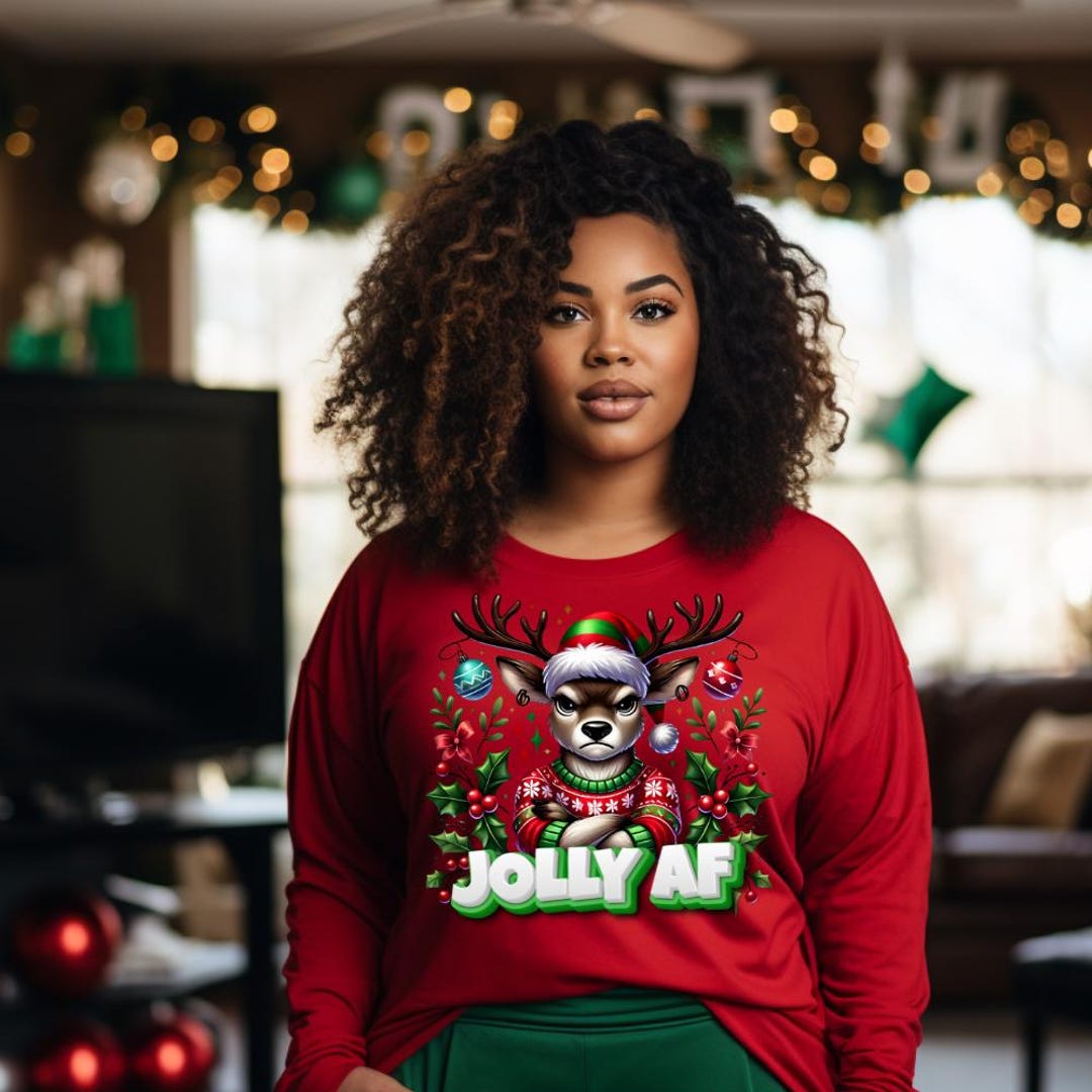 Jolly AF REINDEER Man PNG - Funny Grumpy Christmas Holiday Digital ...