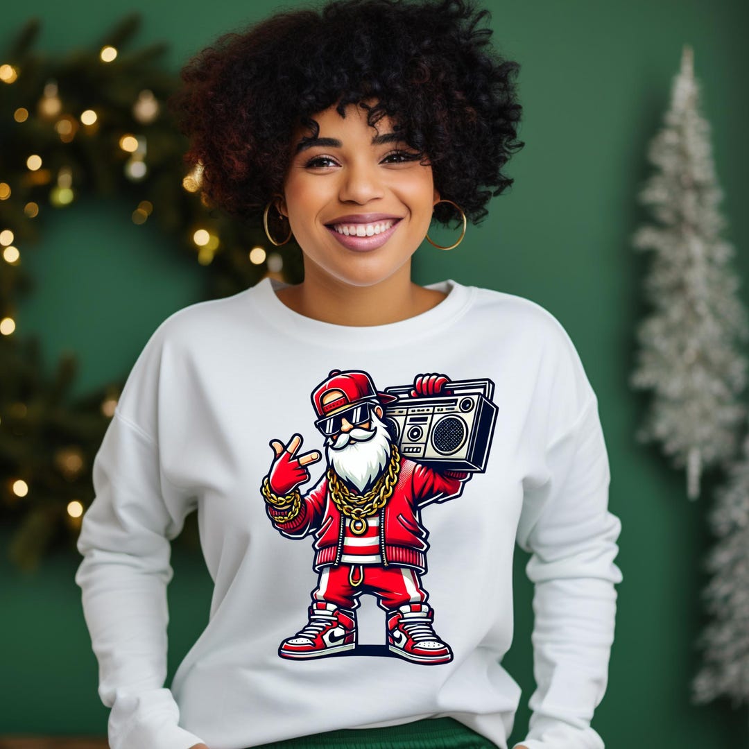 Hiphop Santa PNG Design Urban Santa With Boombox Christmas Santa PNG ...