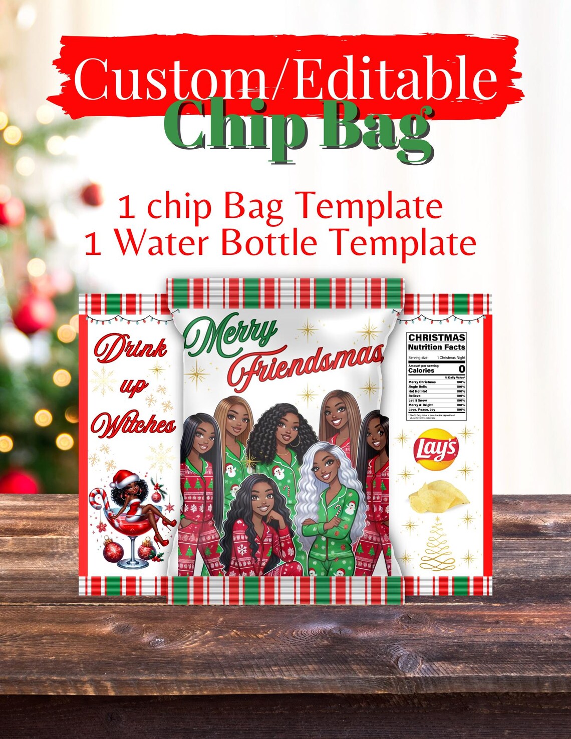 Friendsmas Chip Bag Template, Christmas Party Favors (PNG Files) - Etsy