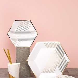 Blanc White Marble Colorblock Paper Cups - Etsy